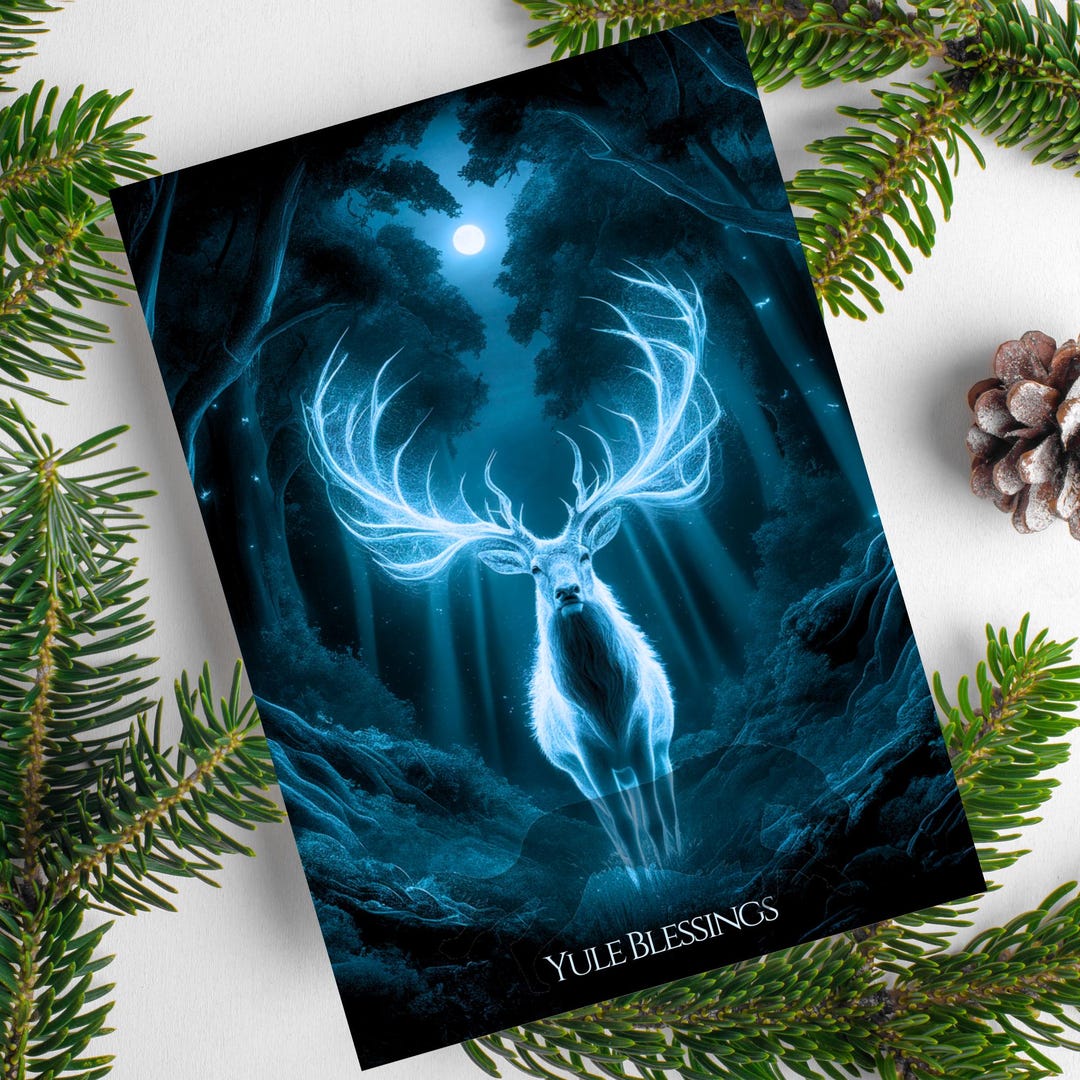 Pagan Stag Yule Card-stag Yule Greeting Card-stag Winter Solstice Card ...