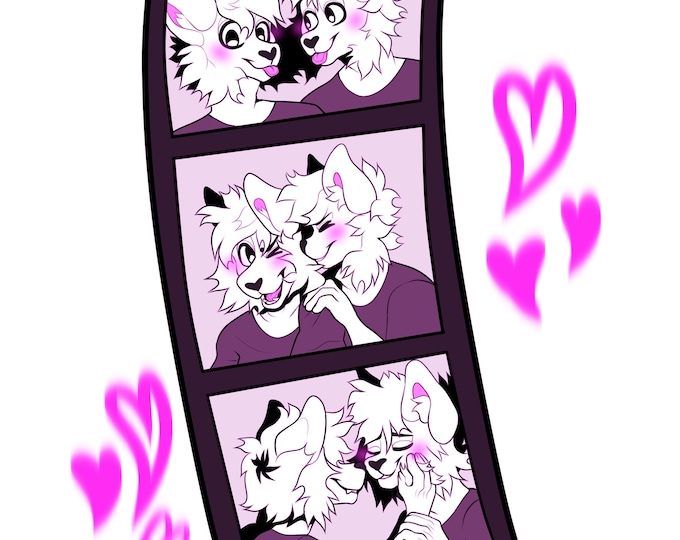Photo Booth Strip Furry Couple Line Art Base - Etsy