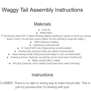 Waggy Fursuit Tail Sewing Pattern and Tutorial - Etsy