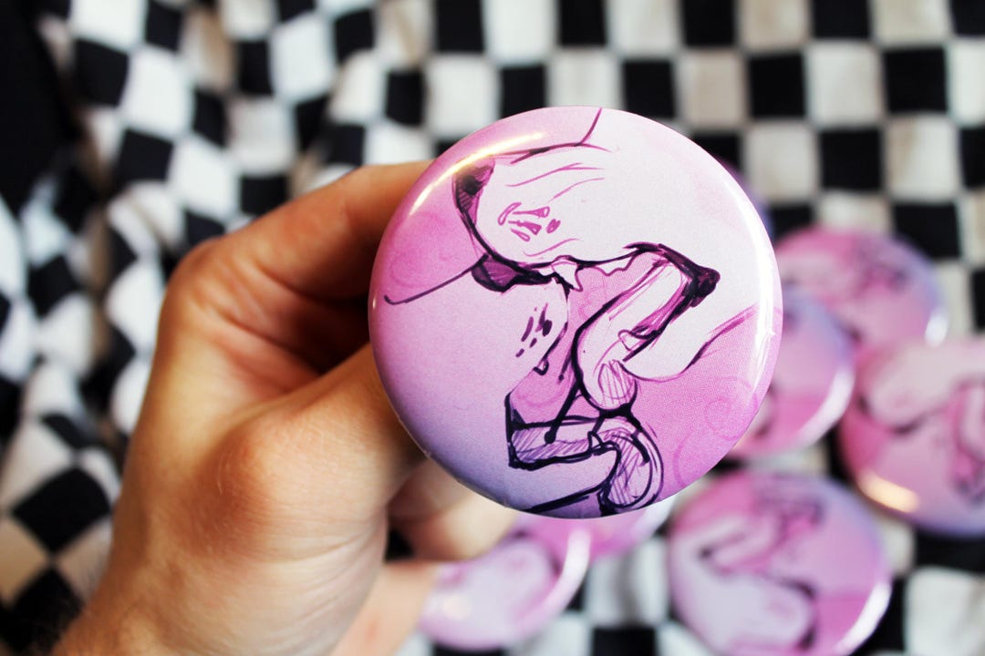 Furry Maw Kiss Pin Back Button - Etsy