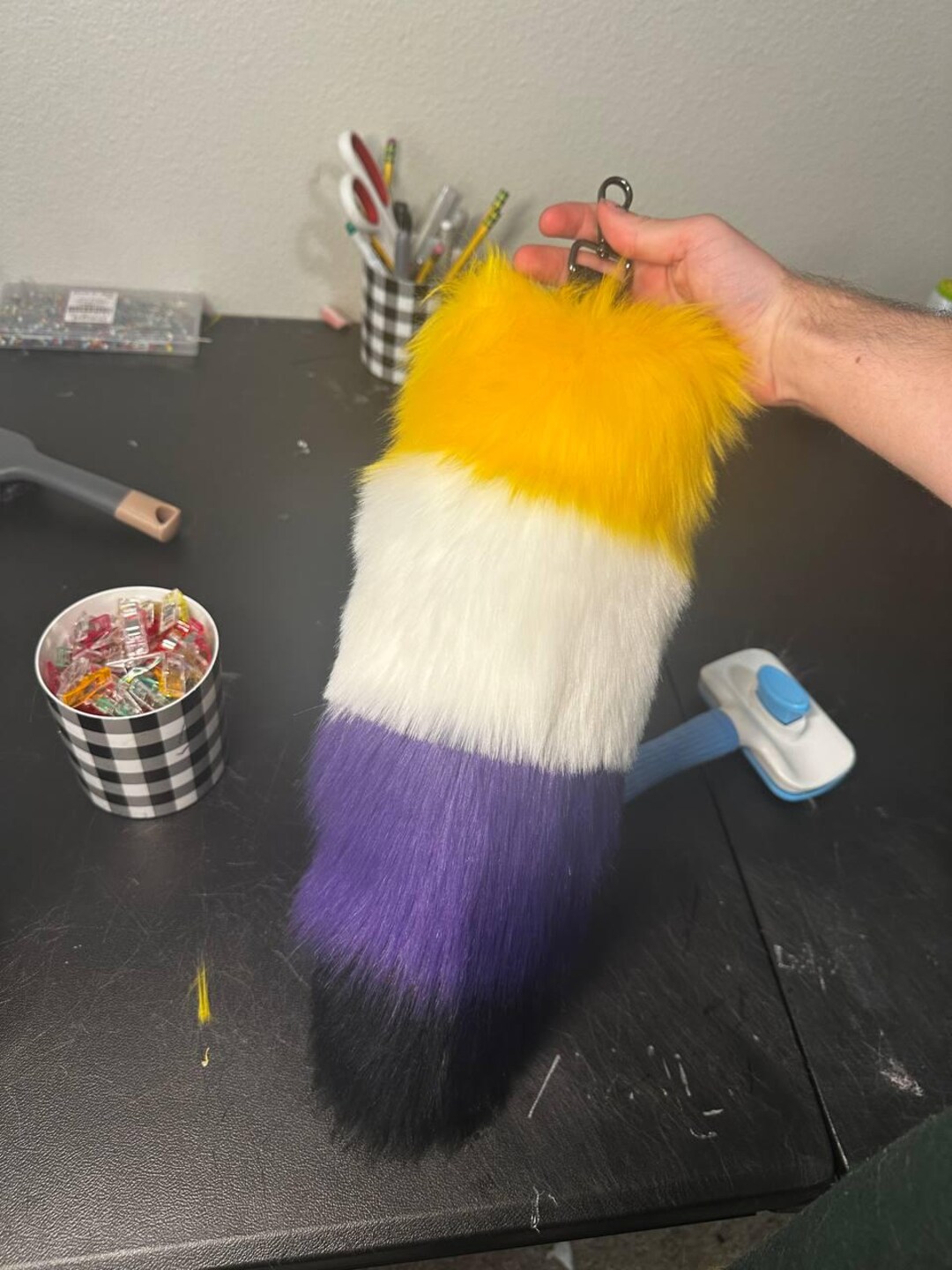 Nonbinary Pride Flag Fursuit Fox Tail Keychain - Etsy