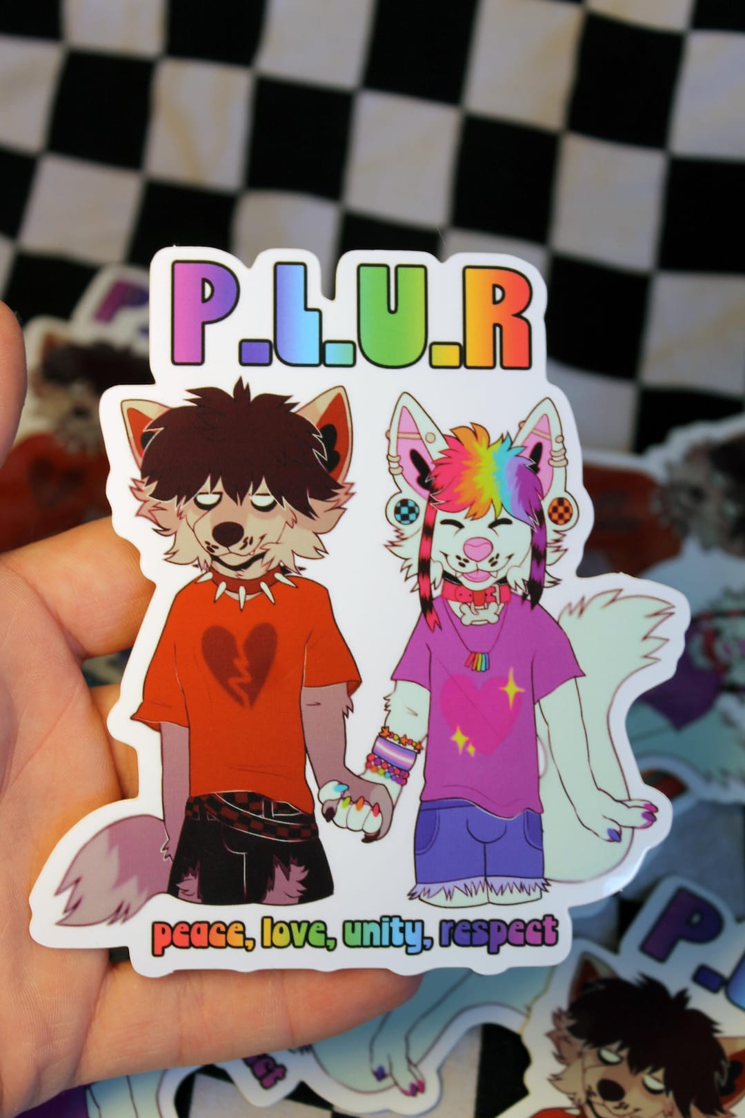 PLUR Furry Fursona Sticker - Etsy