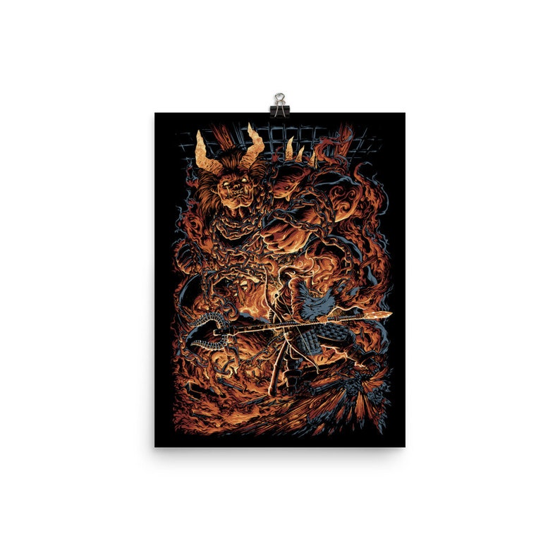 Giant Red Demon Video Game Poster, Gaming Poster, Game Room Decor ...