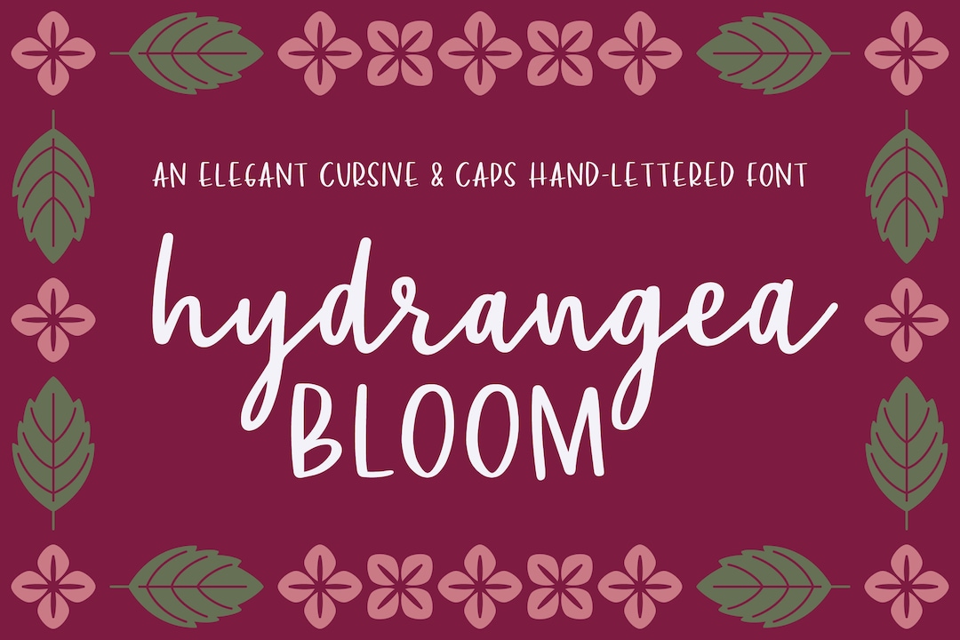 Hydrangea Bloom : an Elegant Cursive & Caps Hand-lettered Font - Etsy