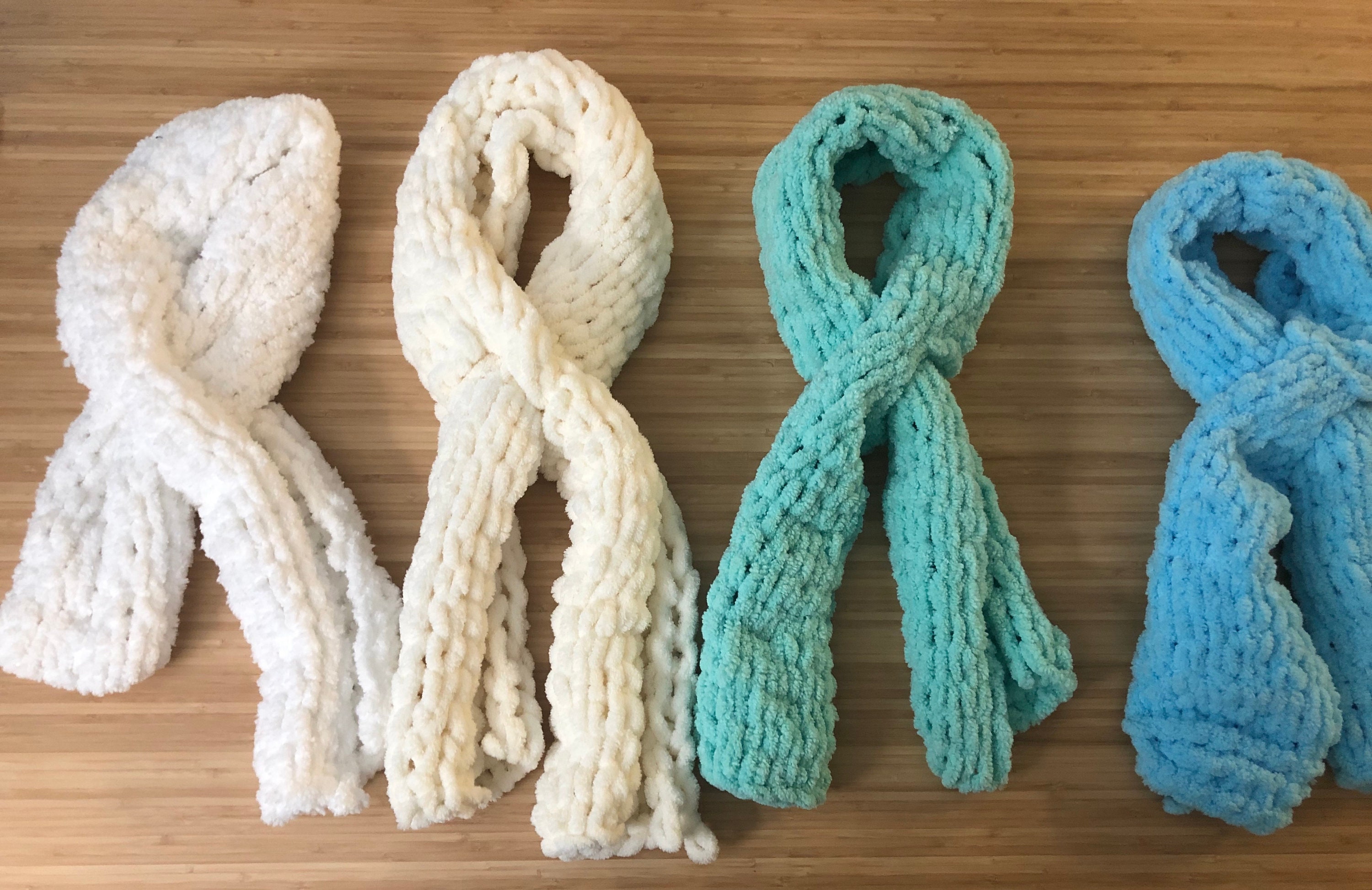 Finger Knitted Handmade Scarf - Etsy