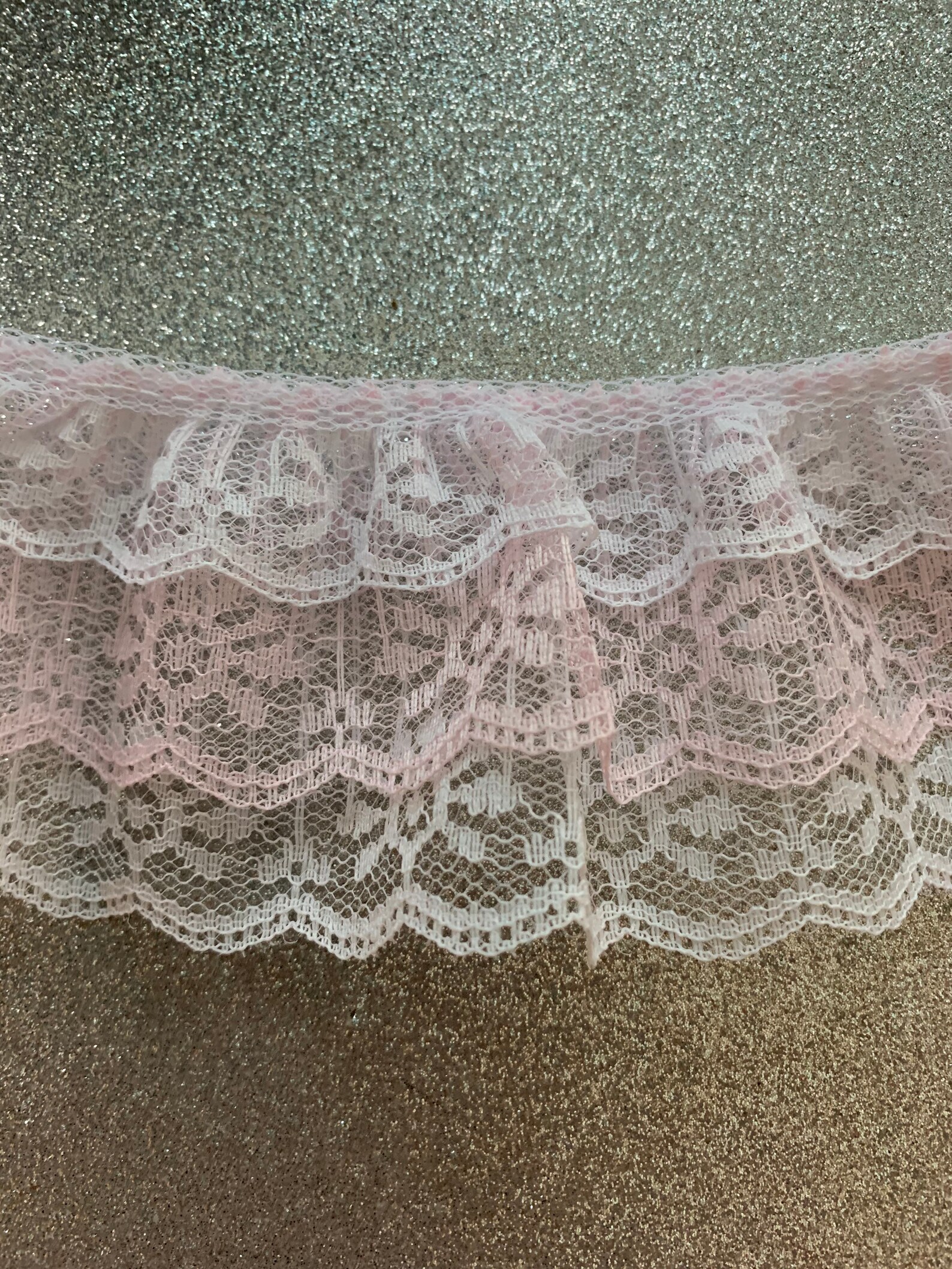 Triple Frou-frou Lace White and Pink Triple Dentelle - Etsy