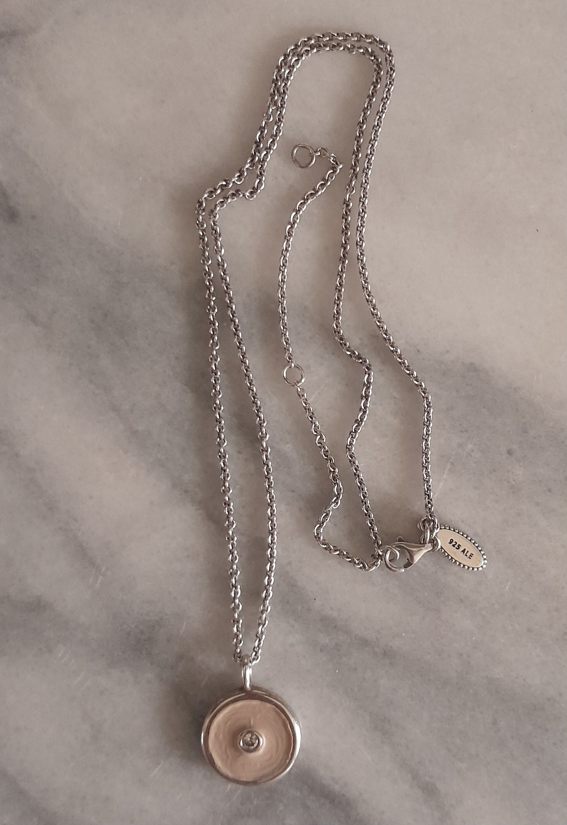 Pandora White CZ White Enamel Disc Promise Necklace - Etsy