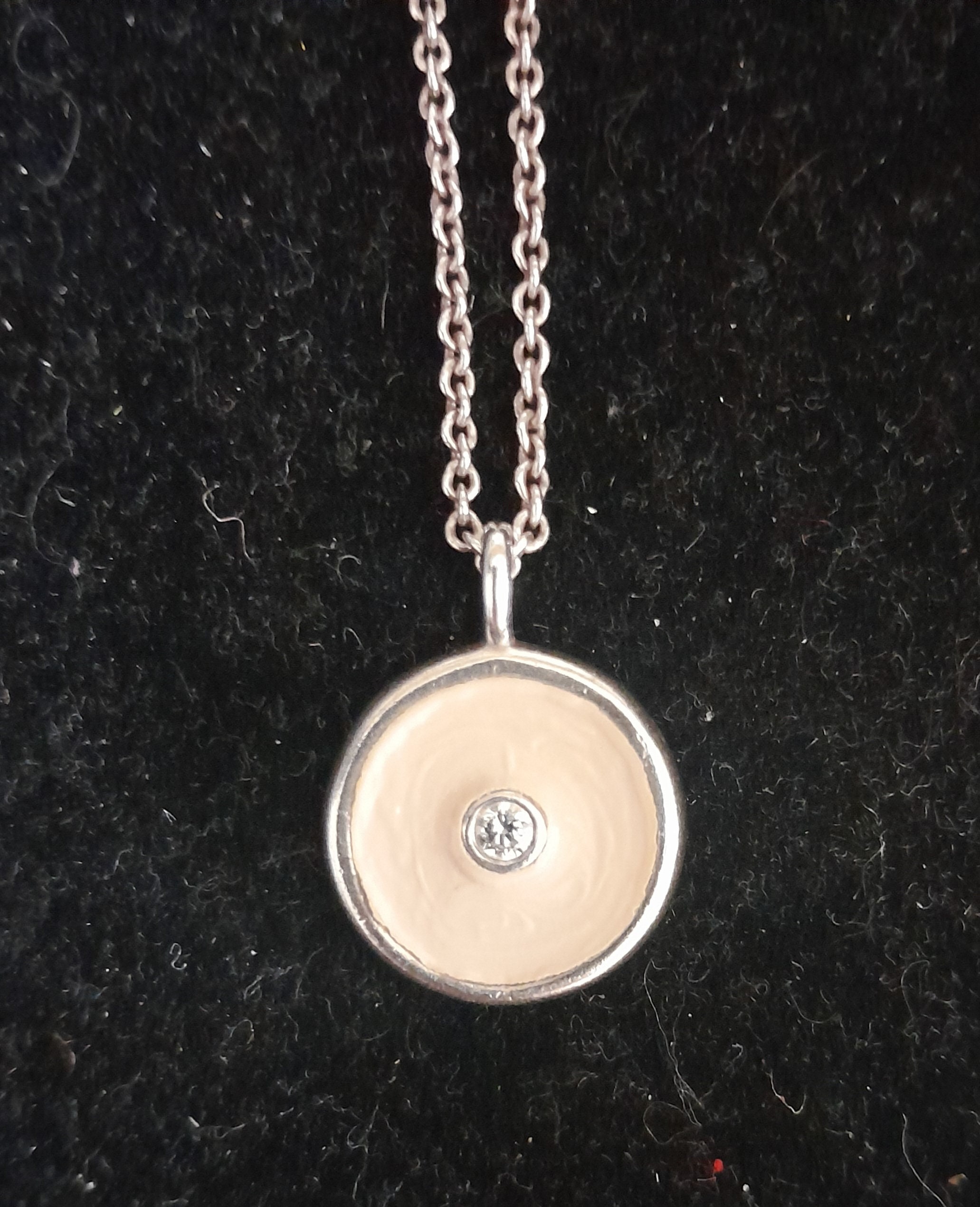 Pandora White CZ White Enamel Disc Promise Necklace - Etsy