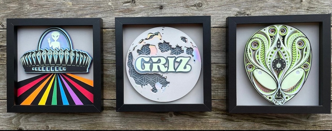 Griz 3D Glow in the Dark Inspired Decor, Griz Wall Art, Set of 3 - Etsy