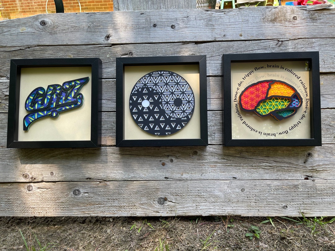 Griz 3D Wall Art Rainbow Brain Trio With Lyrics on Brain Frame - Etsy