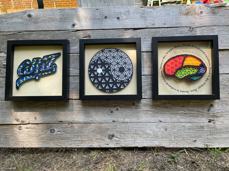 Griz 3D Wall Art Rainbow Brain Trio With Lyrics on Brain Frame - Etsy