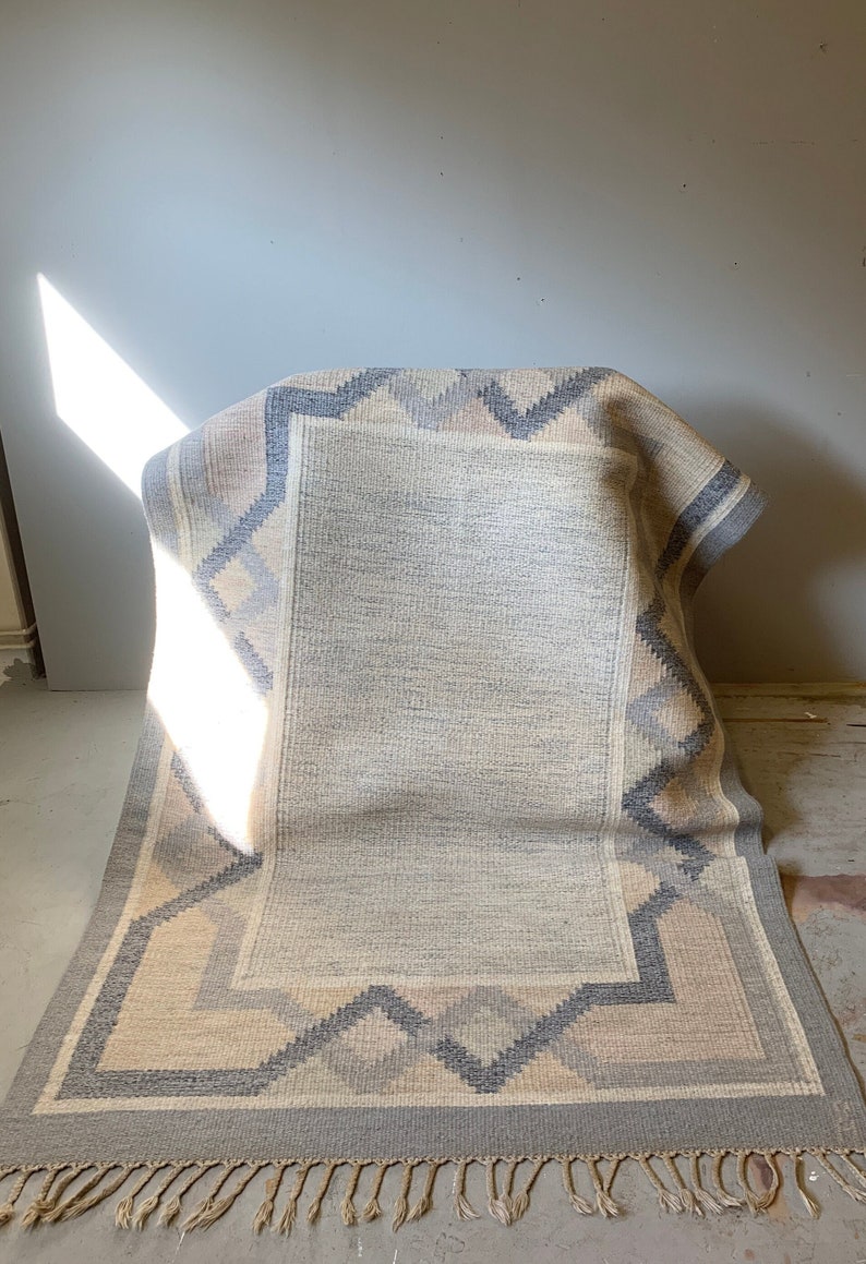 Anna Johanna Ångström Scandinavian Flatweave Rug Signed Å 200x133 Cm - Etsy