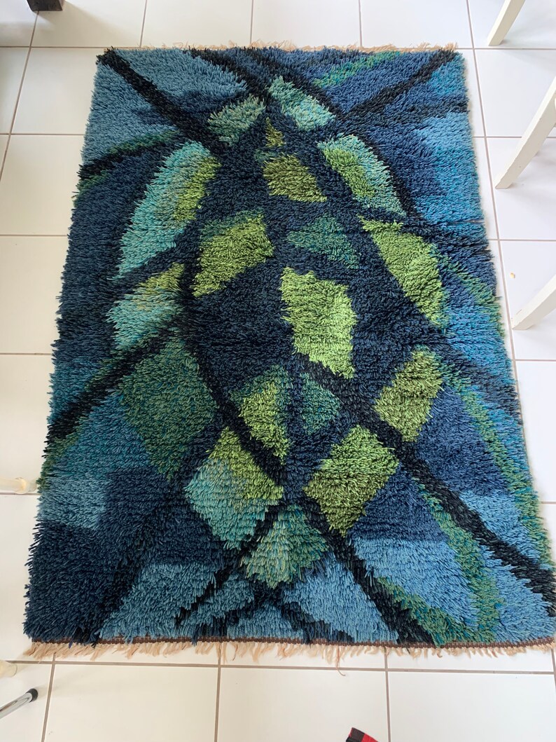 Swedish Rya Rug or Wall Hanging 1960/70s Good Condition Ca 145 X 96 Cm ...