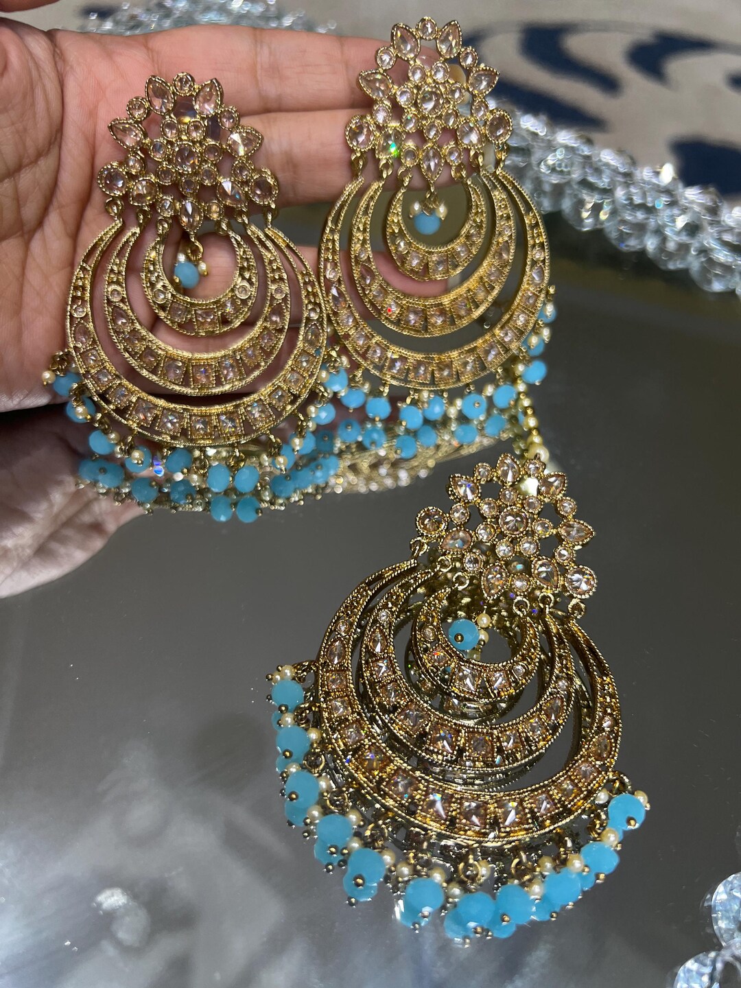 Desi Chandbali/sabyasachi Chaandbaal Ruby Polki Earrings Kundan ...