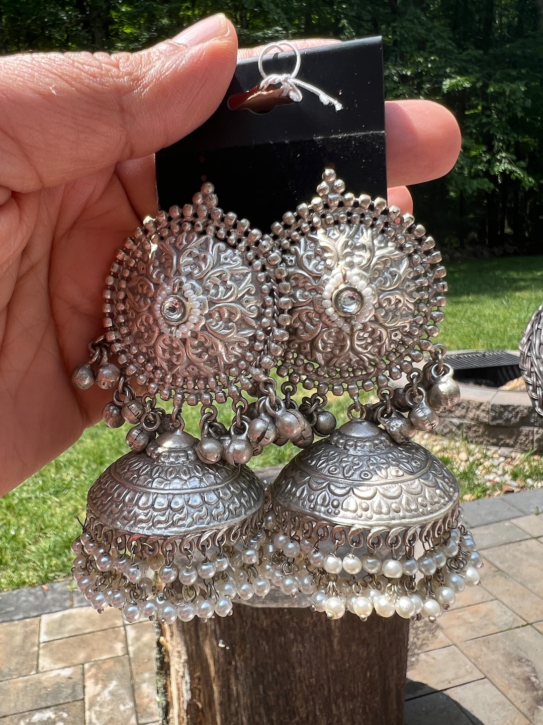 Silver Jhumka/big Silver Jhumka/stone Jhumka/meenakari Jhumka, Big ...