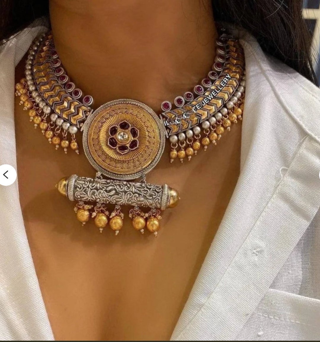 Victorian Dual Tone Gold Silver /sabyasachi Inspired Jewelry Set/fusion ...