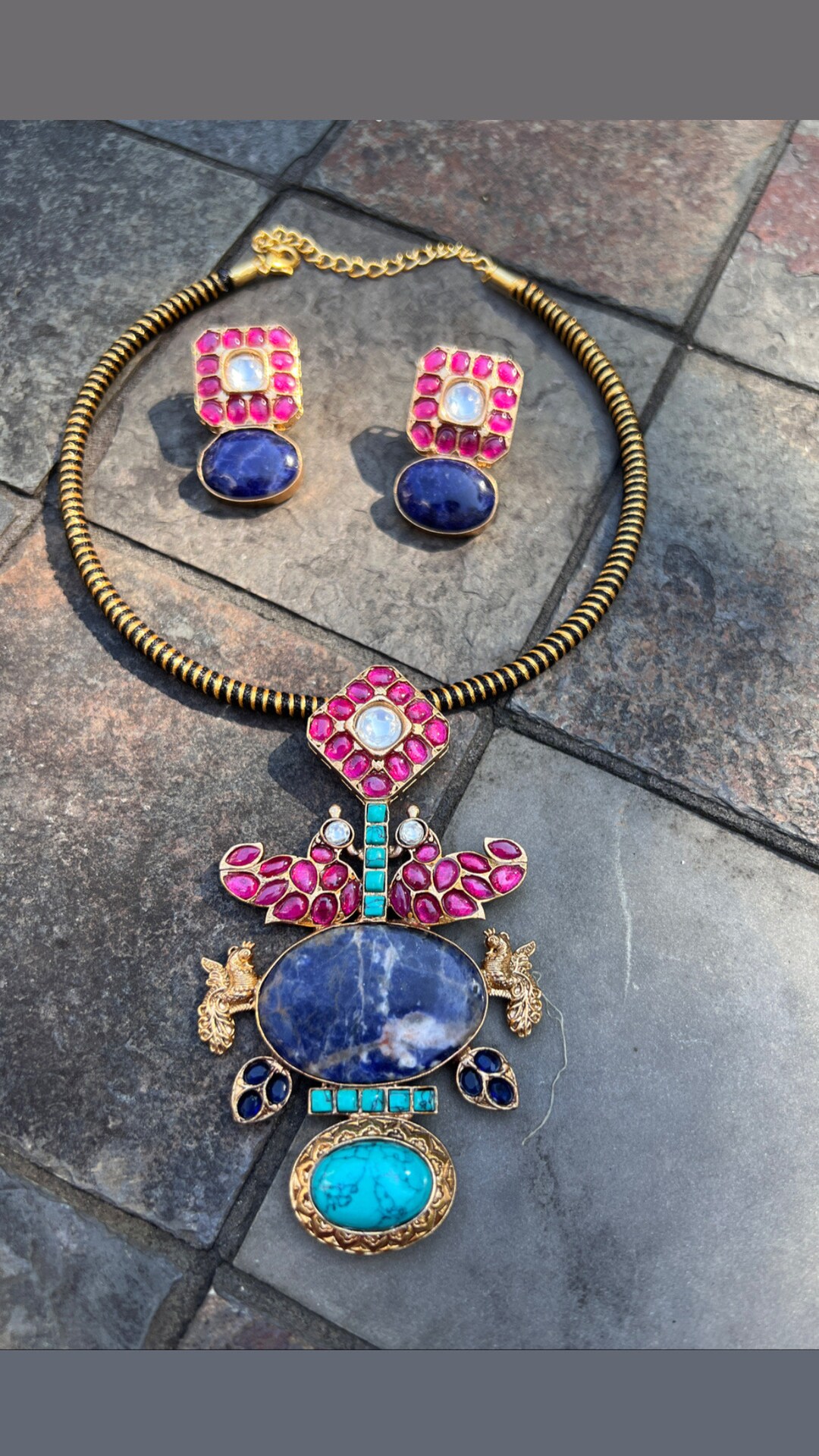 Fusion Stone Hasli Gold Silver /sabyasachi Inspired Jewelry Set/fusion ...