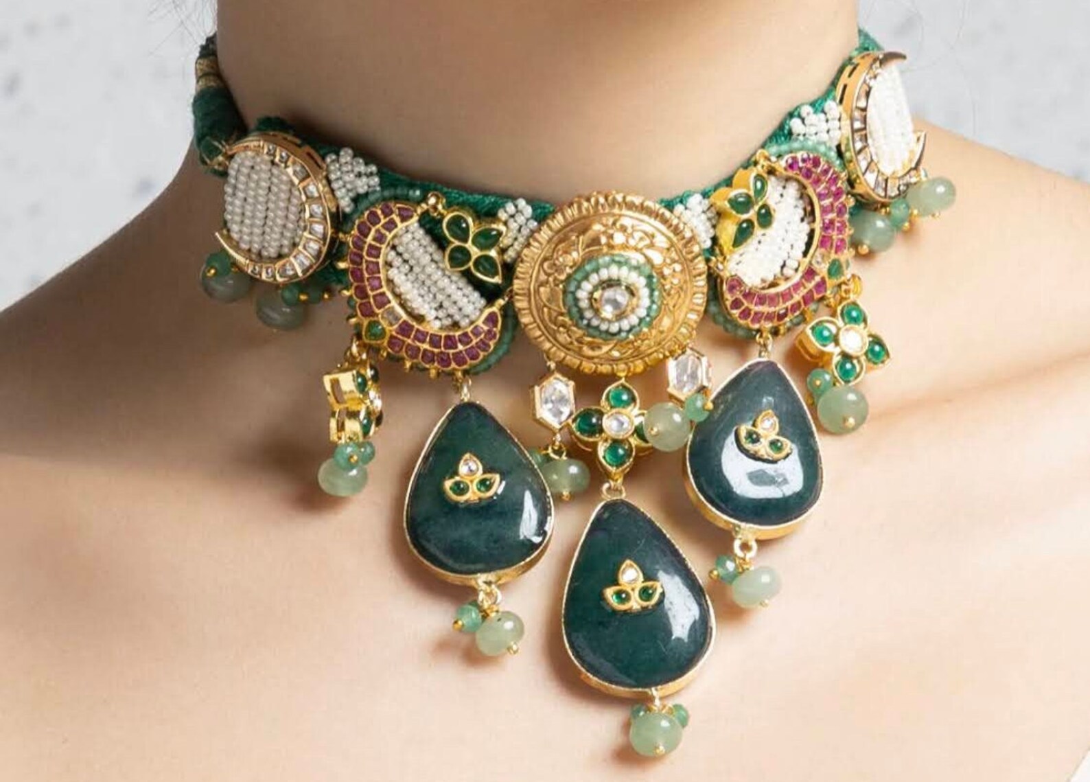 Multi Colour Antique Choker,designer Pearl Statement Necklace Heritage ...