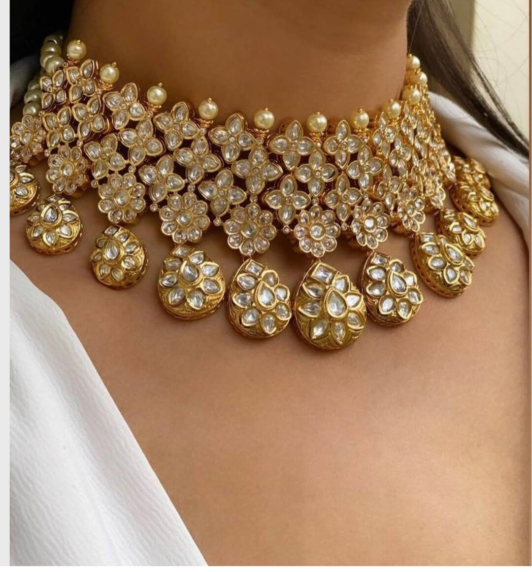Gold Plated High Quality Uncut Kundan Polki Bridal Kundan Set ...