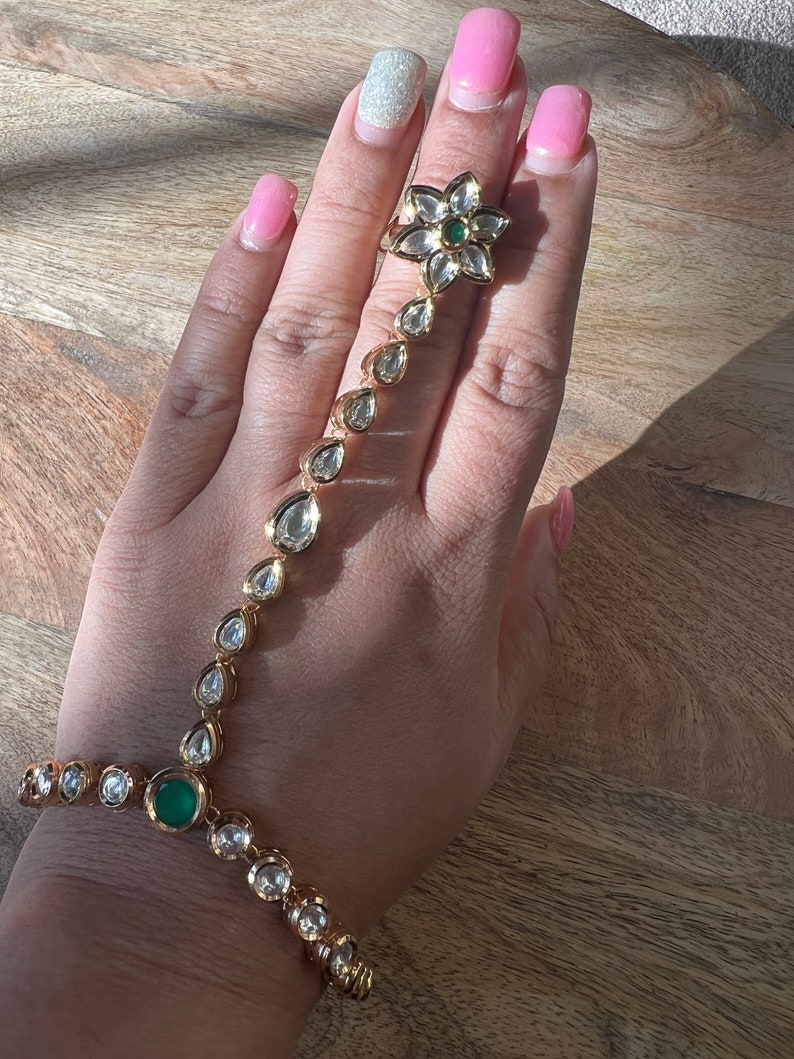 Hath Phool Gold Bangle Hath Panja Hath Phool Indian Jewelry | Pakistani ...