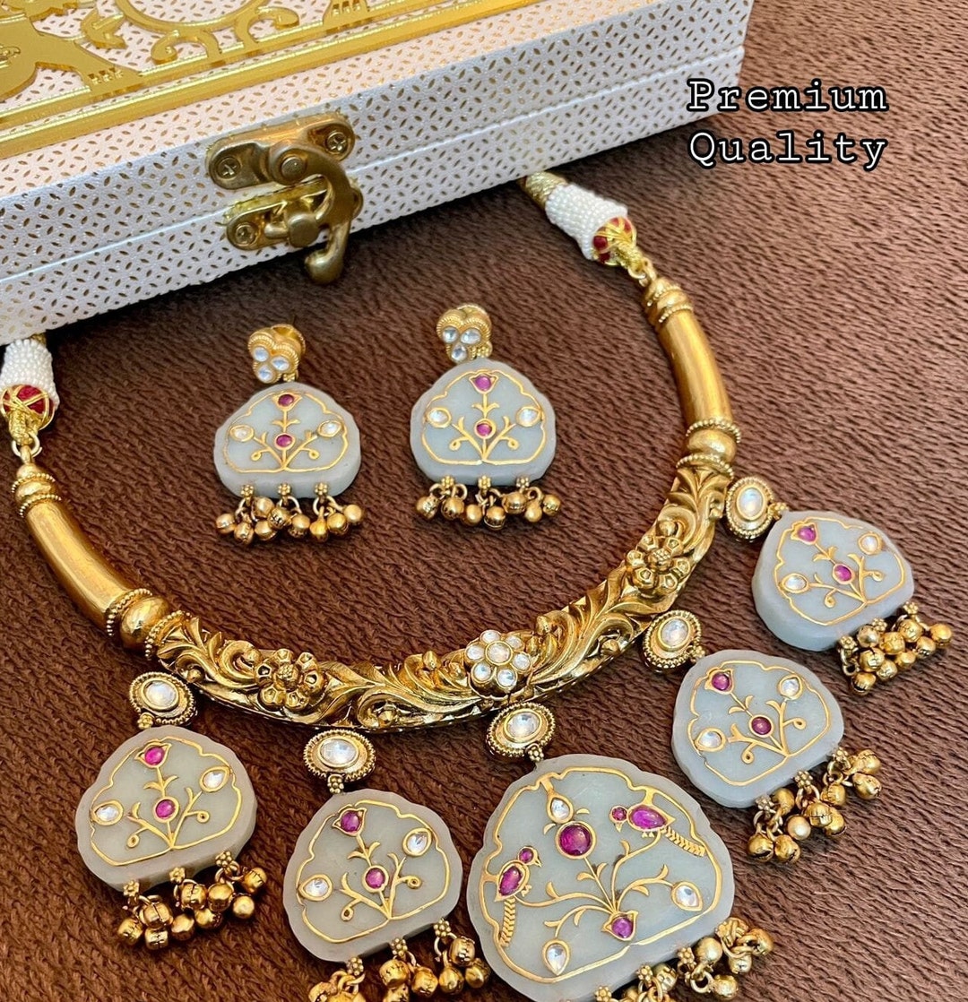 Fusion Hasli/dual Tone Hasli / Stone Studded Hasli Set | Ethnic Fusion ...