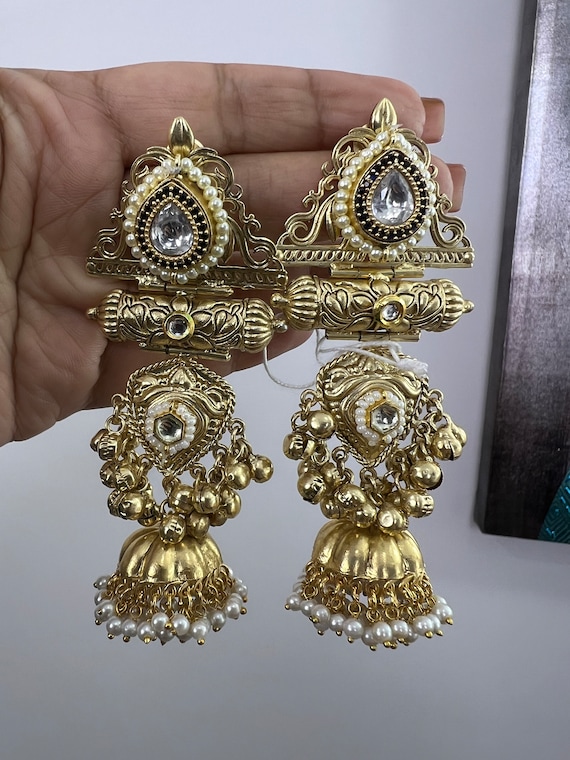 Gold light weight jhumka design store