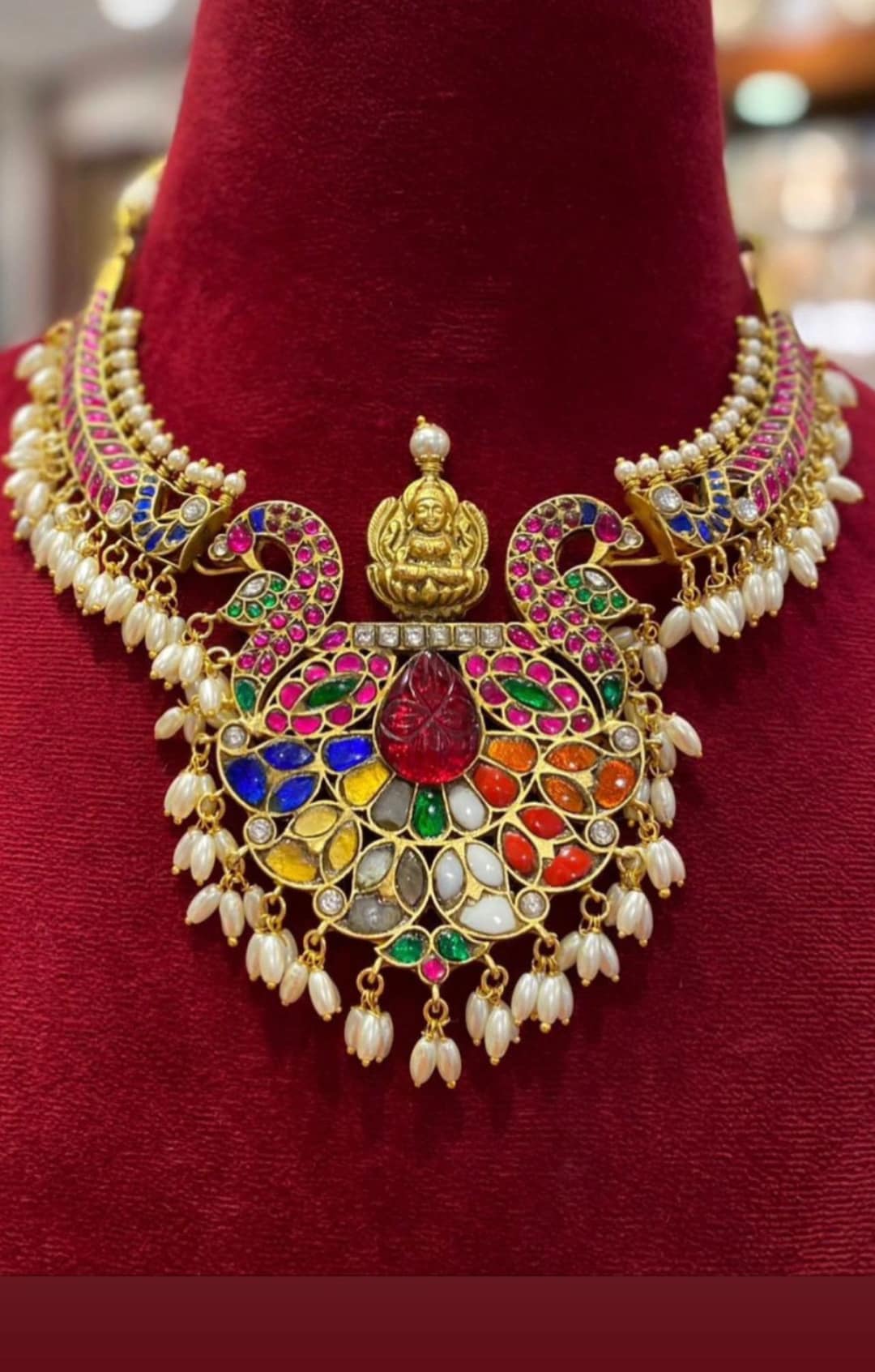 Jaadu Kemp Necklace , Temple Necklace, Kemp Multi Stone Necklace, South ...