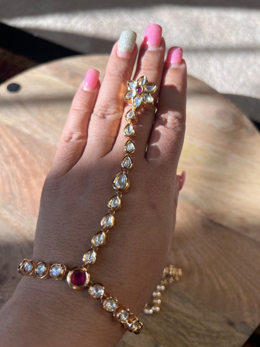 Hath Phool Gold Bangle Hath Panja Hath Phool Indian Jewelry | Pakistani ...