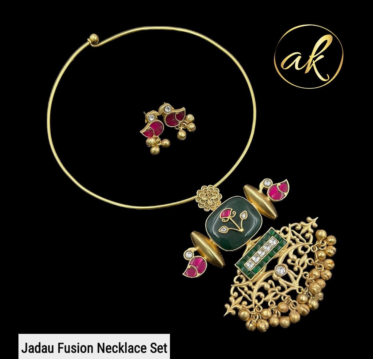 Fusion Gold Hasli / Stone Studded Ethnic Fusion Sabyasachi Inspired ...