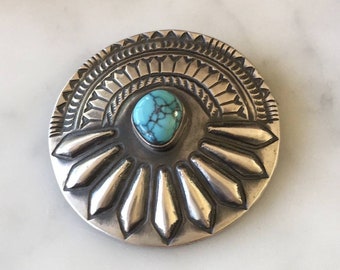 Vintage Native American Zuni Needlepoint Turquoise Pin Pendant | Etsy