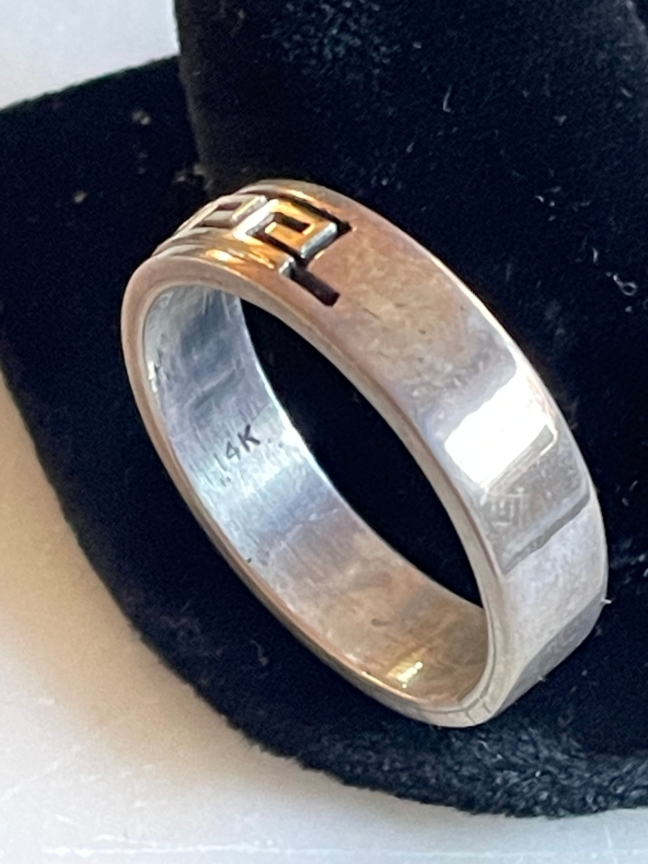 Vintage Native American Navajo Wave Sterling and 14K Gold Ring Size 12 ...