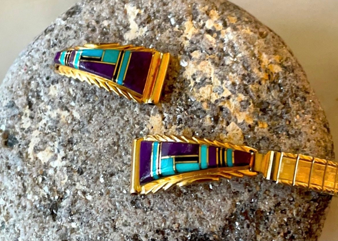 14K Gold Zuni Native American Watch Tips by Walley - Etsy