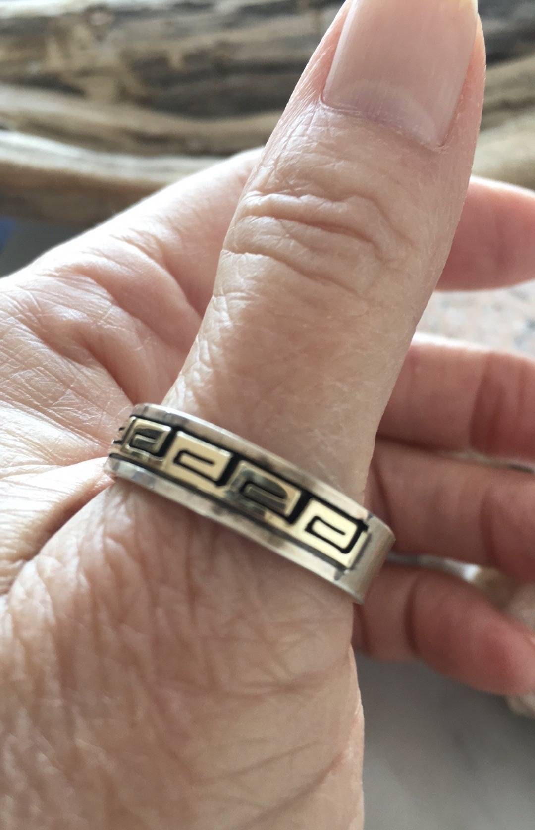Vintage Native American Navajo Wave Sterling and 14K Gold Ring Size 12 ...