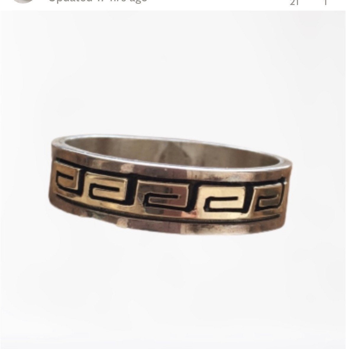 Vintage Native American Navajo Wave Sterling and 14K Gold Ring Size 12 ...