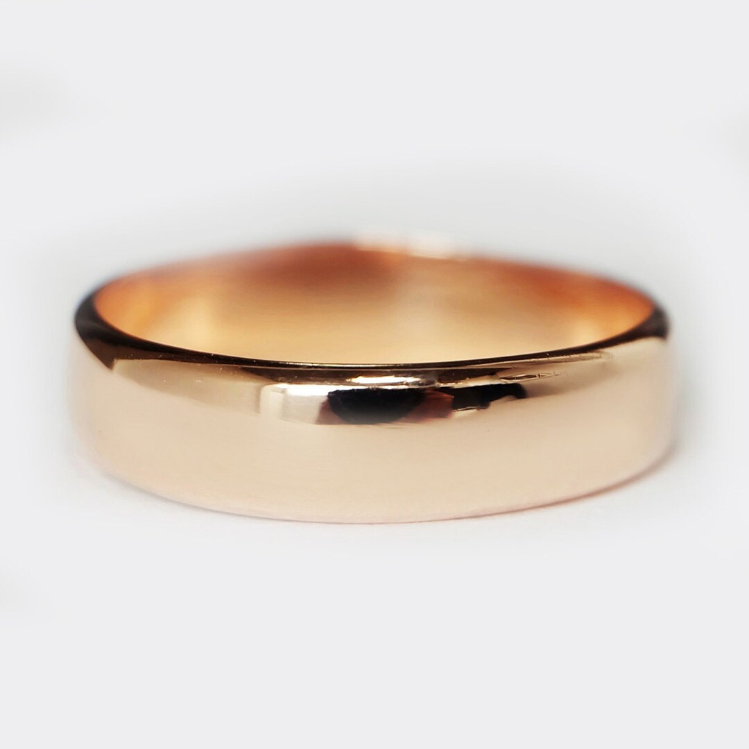 14k Rose Gold Simple Wedding Band Ring, Classic Band - Etsy