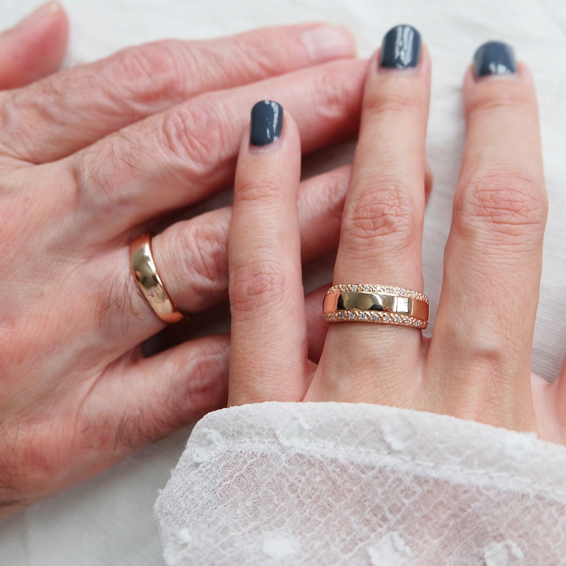 14k Rose Gold Simple Wedding Band Ring, Classic Band - Etsy