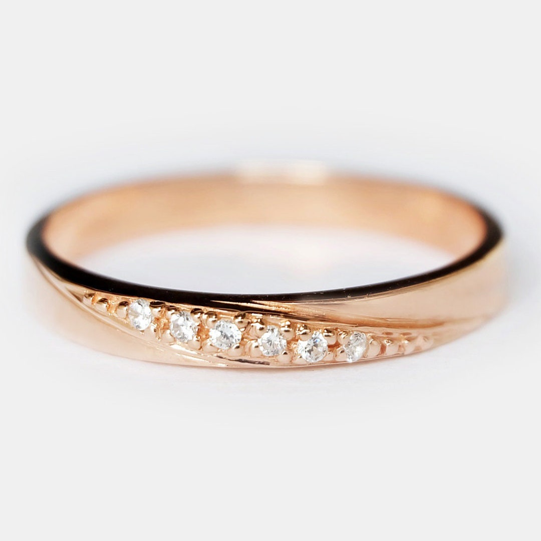 14k Rose Gold Women's Diamond Wedding Band Ring - Etsy