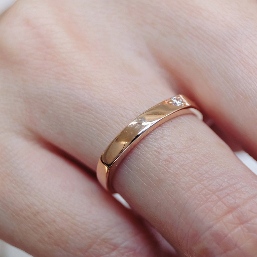 14k Rose Gold Ring Women's Diamond Wedding Band Ring, Women's Diamond ...