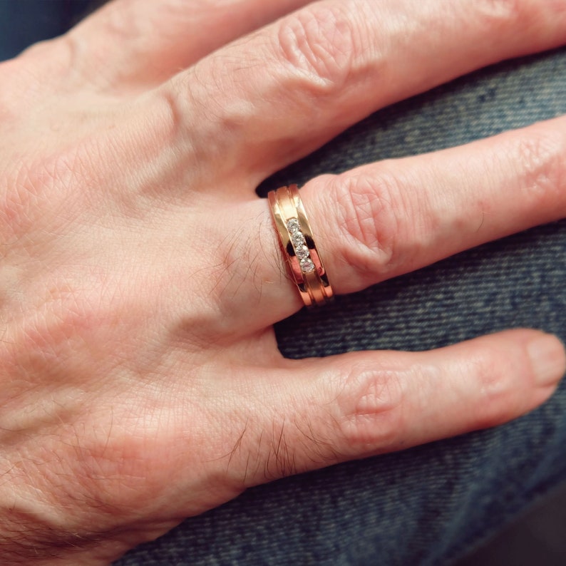 Channel Set Diamond Men's Wedding Ring Round Cut Diamond - Etsy