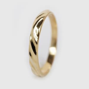 Solid Gold 14k Wave Curved Ripple Ring, Gold Stacking Ring, Gold Wave ...