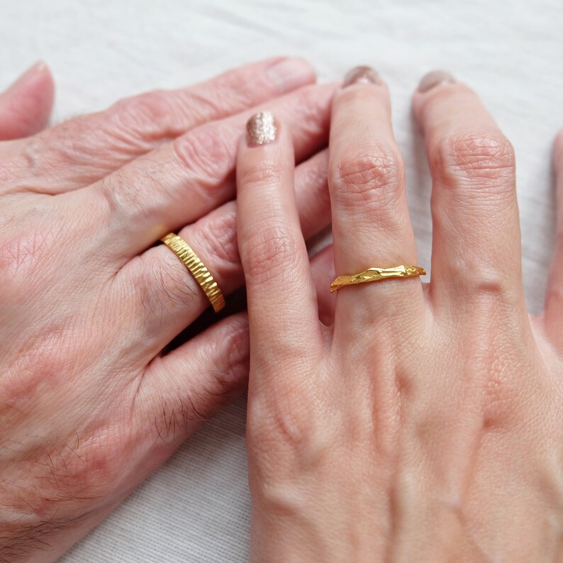 Branch Band Gold Ring Wedding Stacking Band Nature Inspired - Etsy