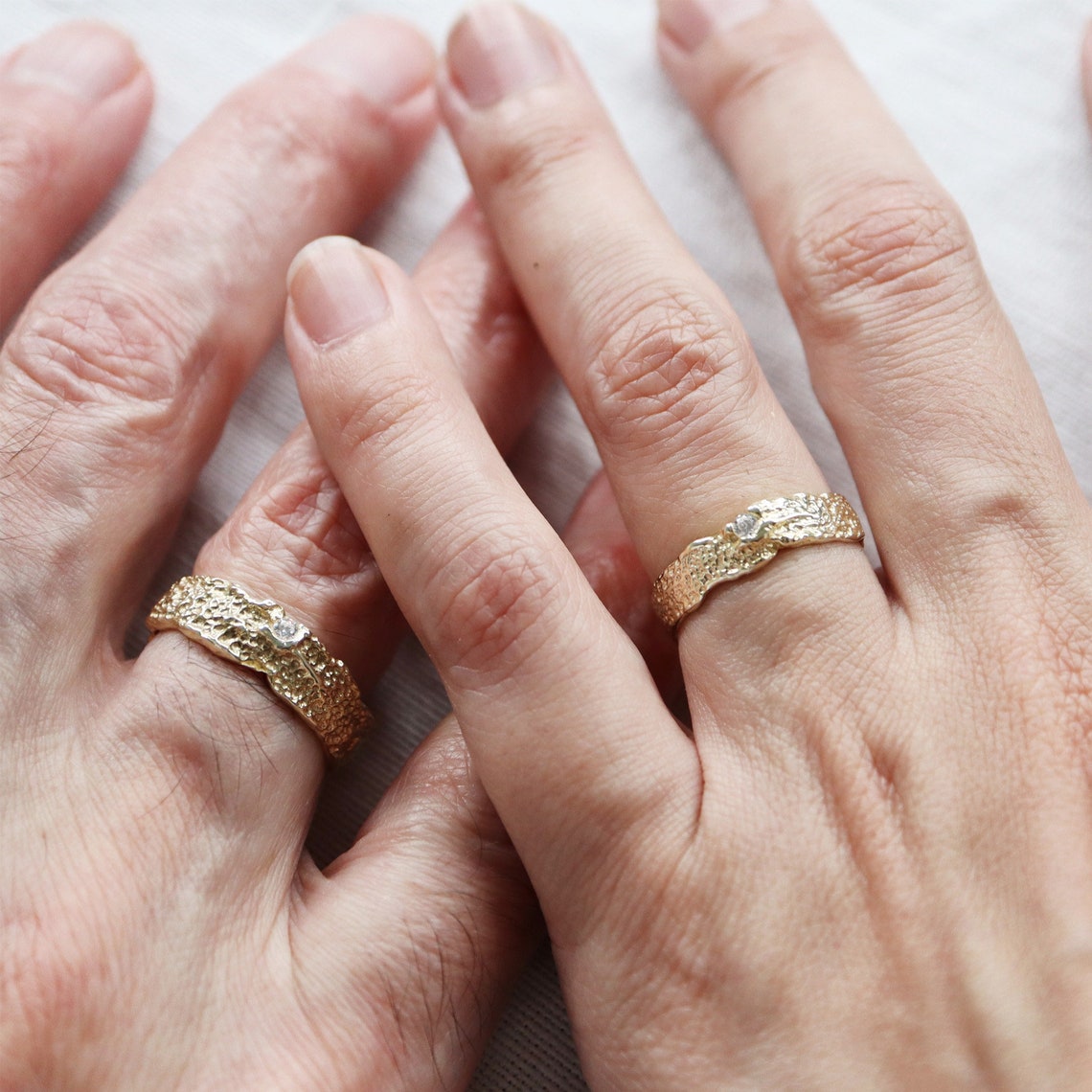 Textured Rustic Yellow Gold Wedding Band - Etsy