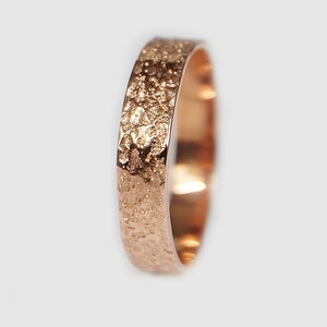 Rustic 14k Gold Band, Mens Wedding Ring, Tree Bark Organic Texture Ring ...