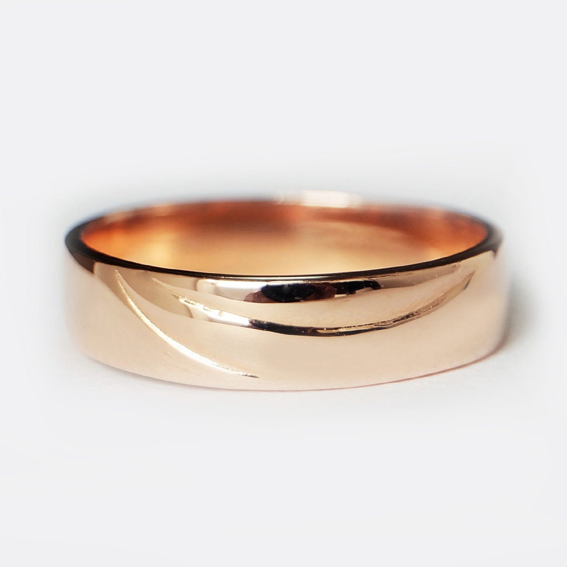 14k Rose Gold Wave Wedding Band Ring Unique Curve Band - Etsy
