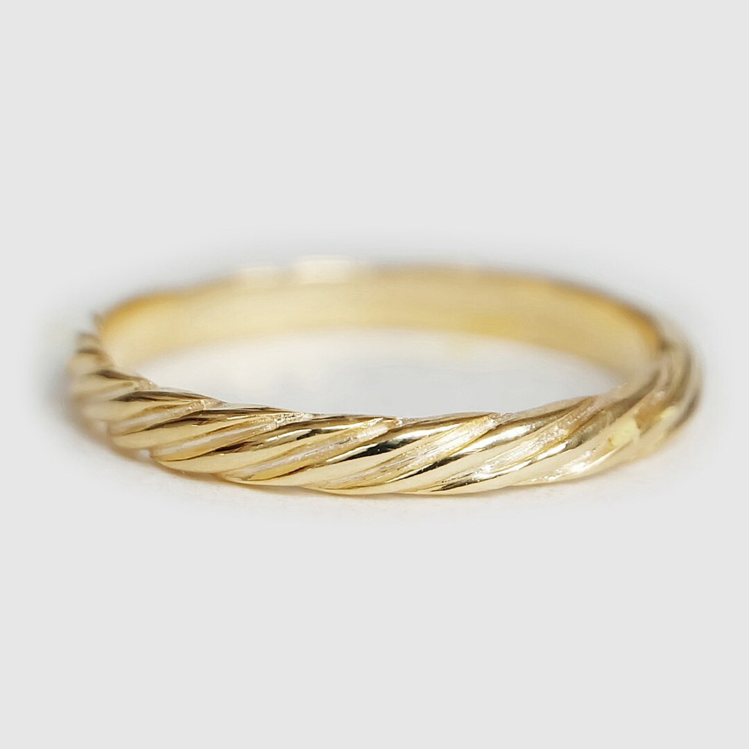 Gold Twist Wedding Band, Men Women Simple Mobius Ring, 14k Solid Gold ...