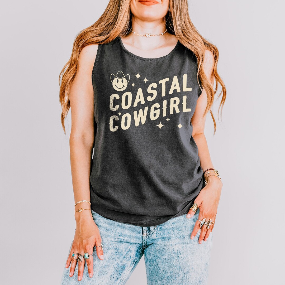 Coastal Cowgirl Tank Top, Retro Country Western Comfort Colors Muscle ...