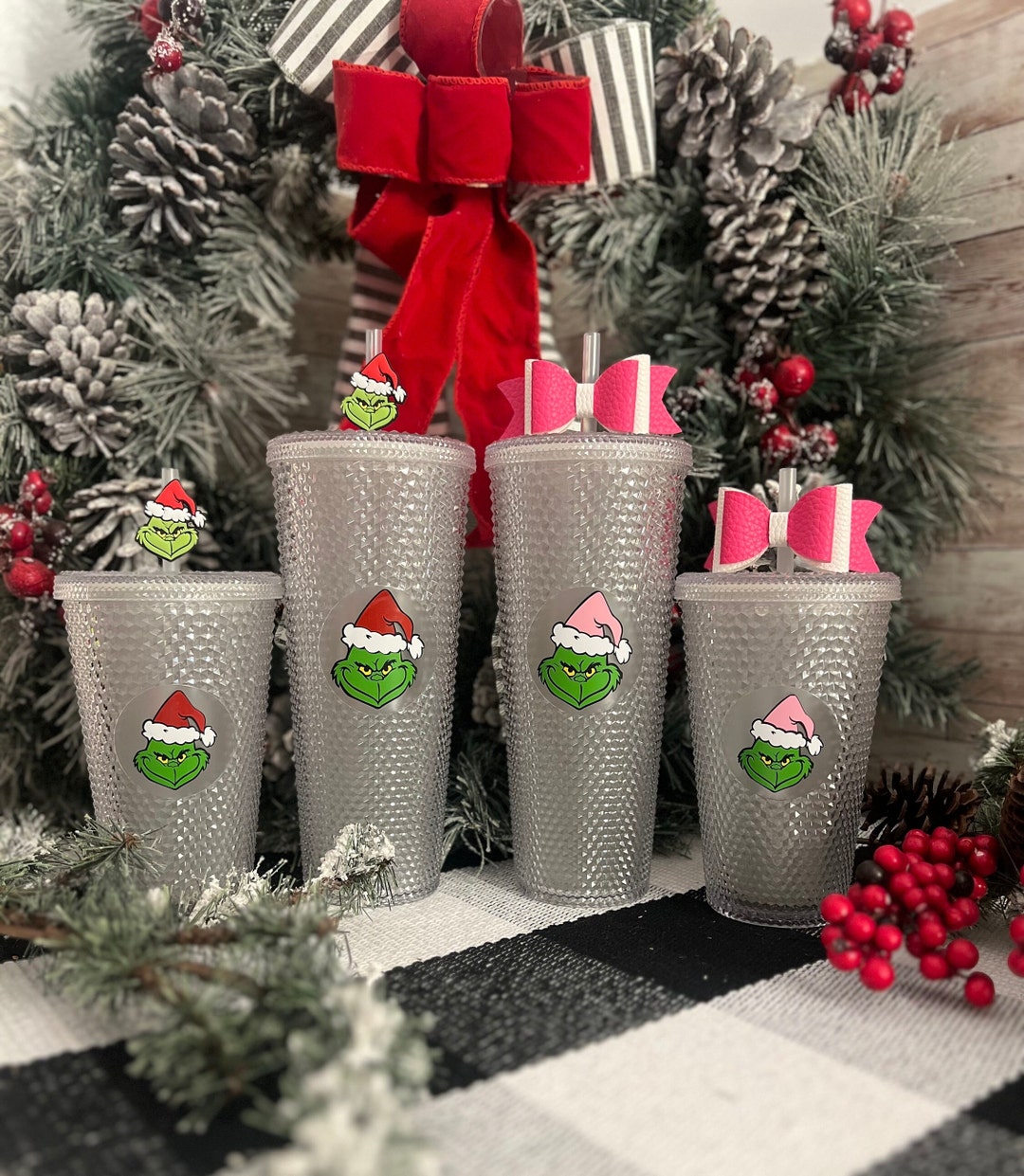16oz 24oz Studded Grid Tumbler Grinch Grinchmas Christmas - Etsy