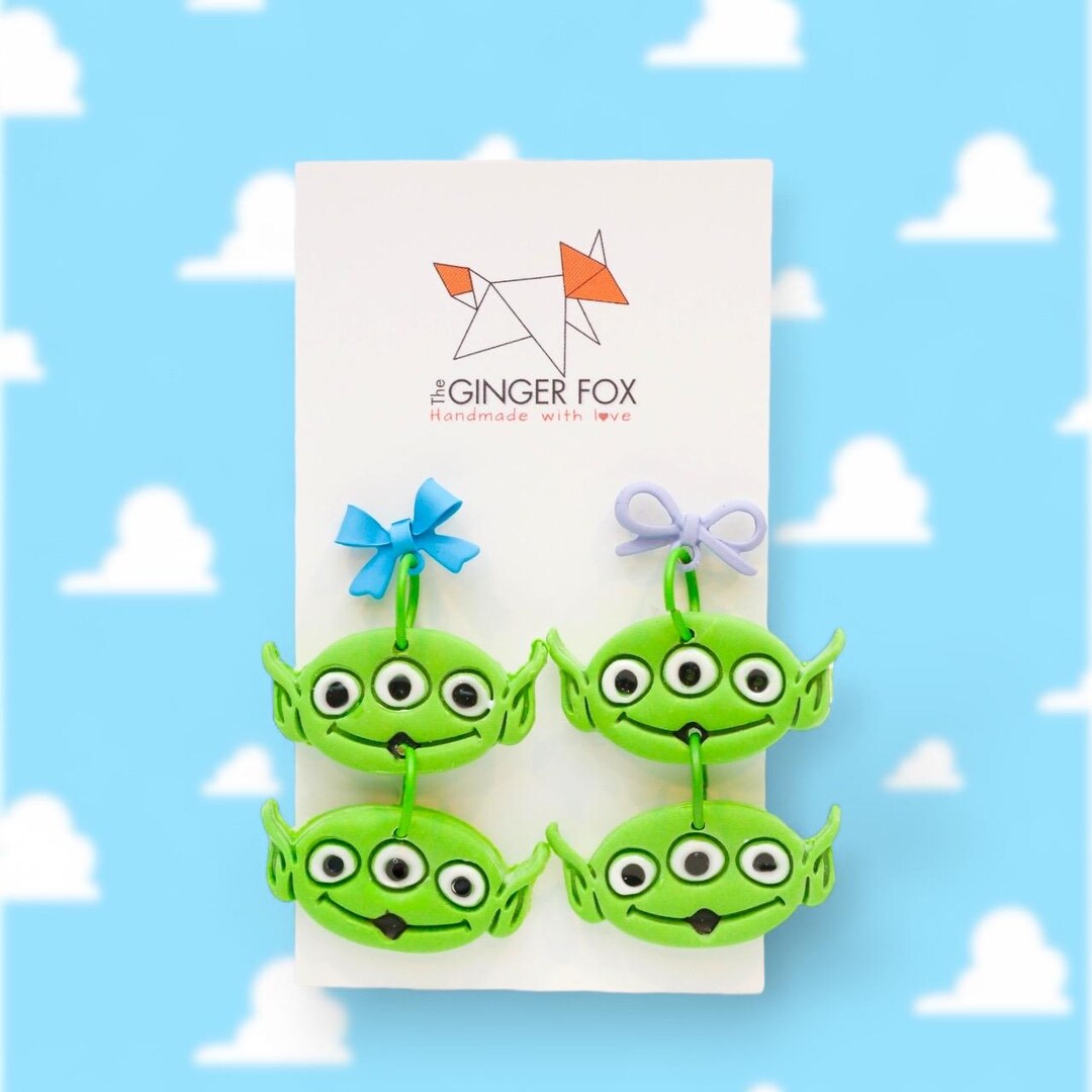 Green Alien Dangle Earrings: Toy Story Inspired, Disneybound Accessory ...