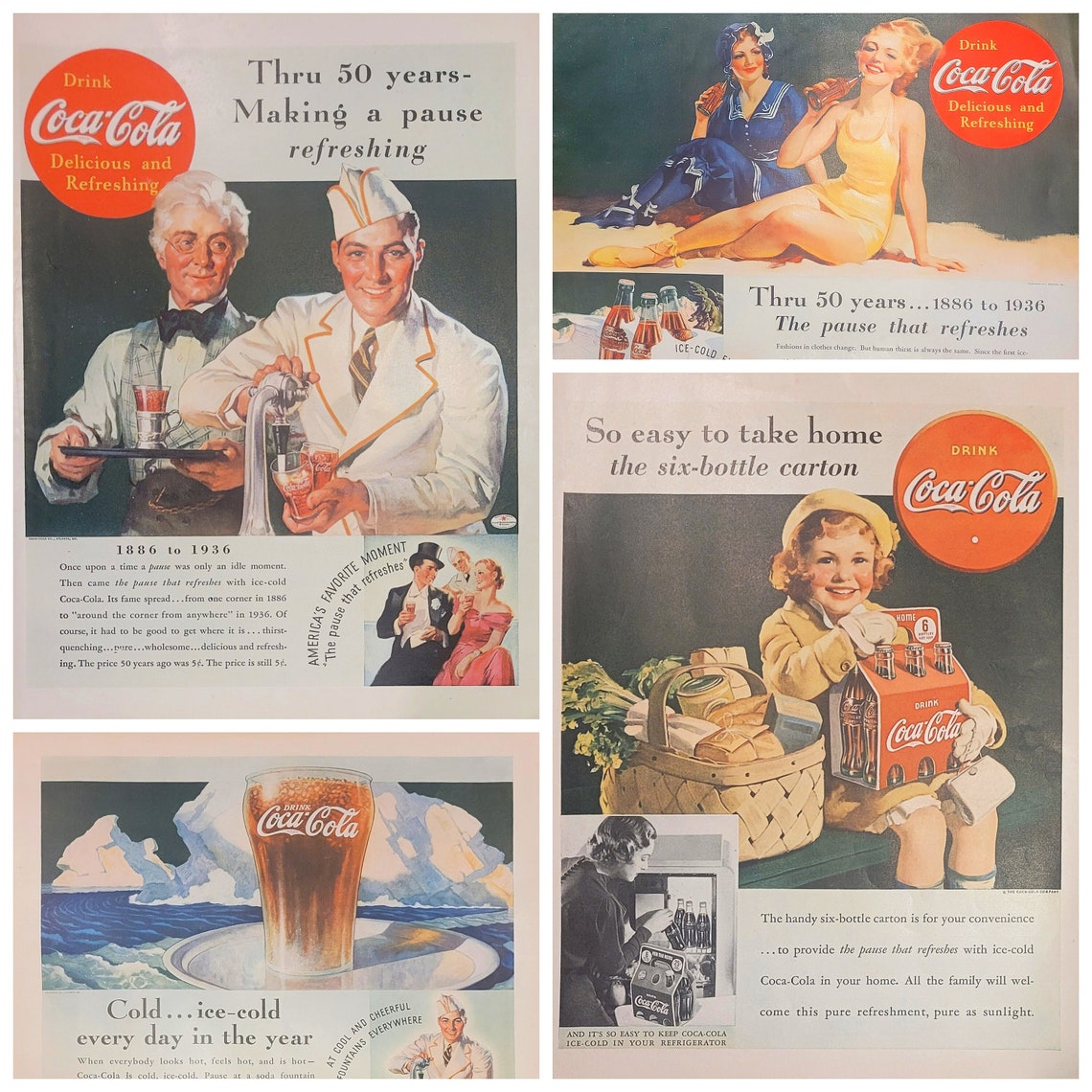 Vintage 1930s Magazine Advertisements Retro Ads Coca Cola - Etsy