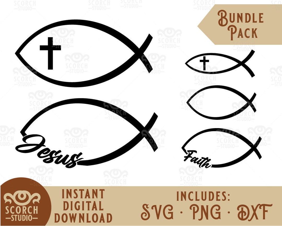 Jesus Fish Bundle Digital Decal Files, Religious SVG, Christian Fish ...